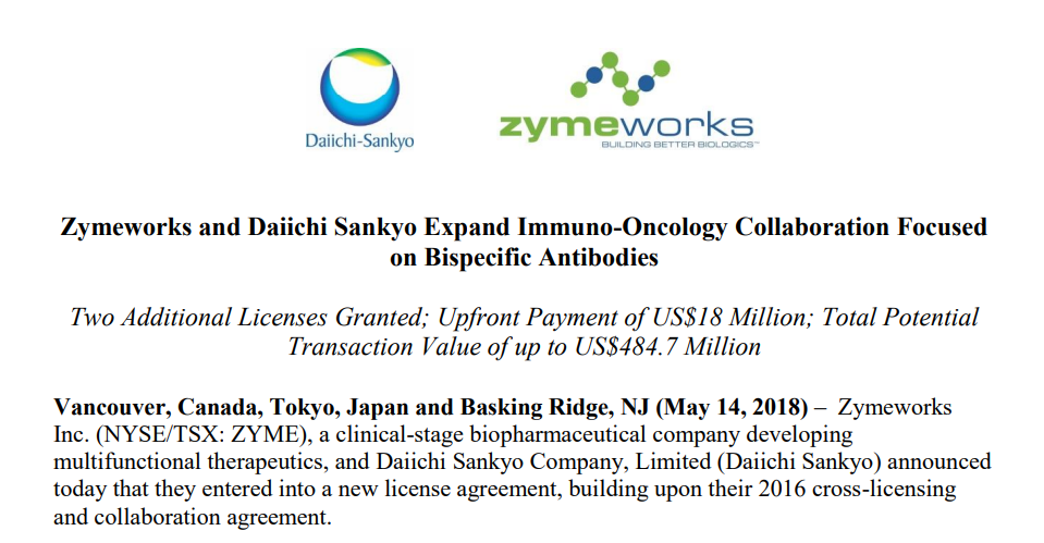 第一三共终止引进Zymeworks双抗平台协议医药新闻-ByDrug-一站式医药资源共享中心-医药魔方