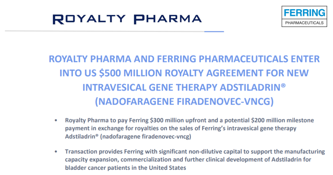 5亿美元！Royalty Pharma获得一款基因治疗美国市场特许权使用费医药新闻-ByDrug-一站式医药资源共享中心-医药魔方
