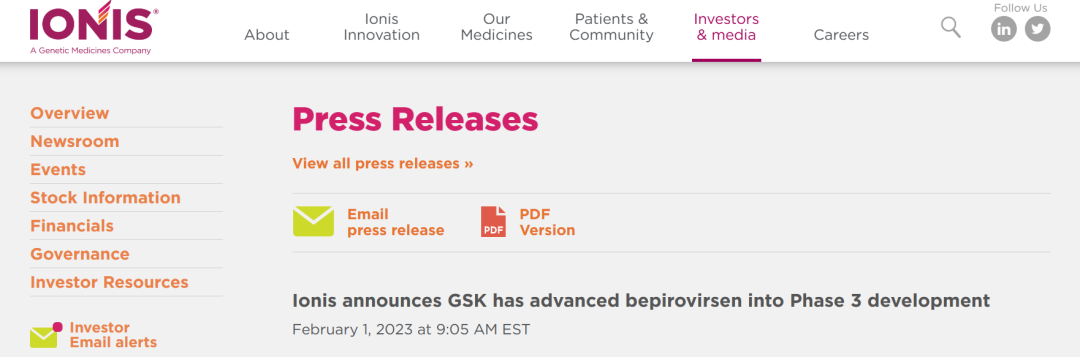 有望实现乙肝功能性治愈！Ionis/GSK启动乙肝新药III期临床医药新闻-ByDrug-一站式医药资源共享中心-医药魔方