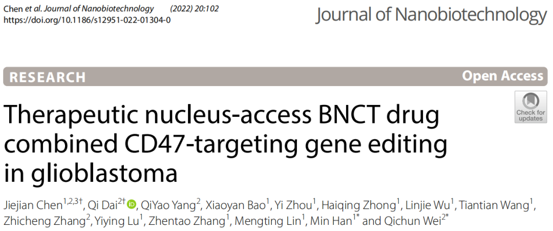 胶质细胞瘤中治疗性核通道BNCT药物联合靶向CD47的基因编辑医药新闻-ByDrug-一站式医药资源共享中心-医药魔方