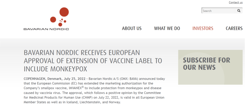 猴痘疫苗Imvanex在欧盟获批上市医药新闻-ByDrug-一站式医药资源共享中心-医药魔方