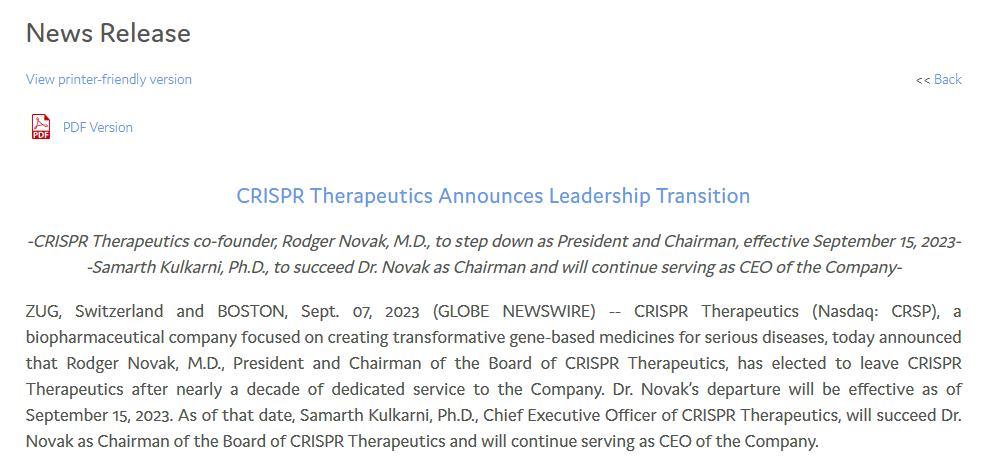 CRISPR联合创始人离职医药新闻-ByDrug-一站式医药资源共享中心-医药魔方
