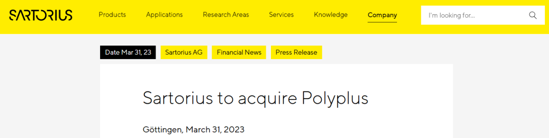 赛多利斯近180亿收购 Polyplus，布局千亿CGT赛道医药新闻-ByDrug-一站式医药资源共享中心-医药魔方