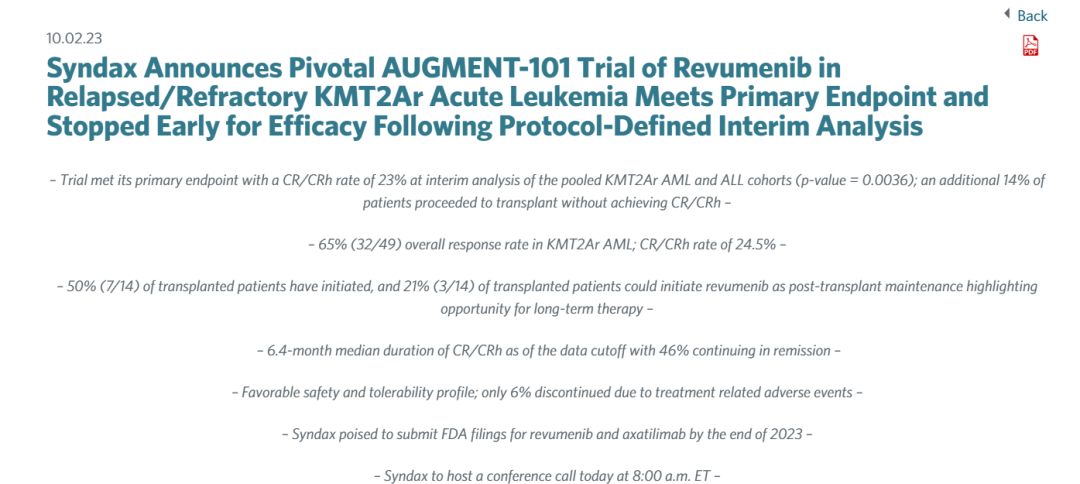 First in class白血病疗法关键I/II期研究获积极结果，将递交上市申请医药新闻-ByDrug-一站式医药资源共享中心-医药魔方