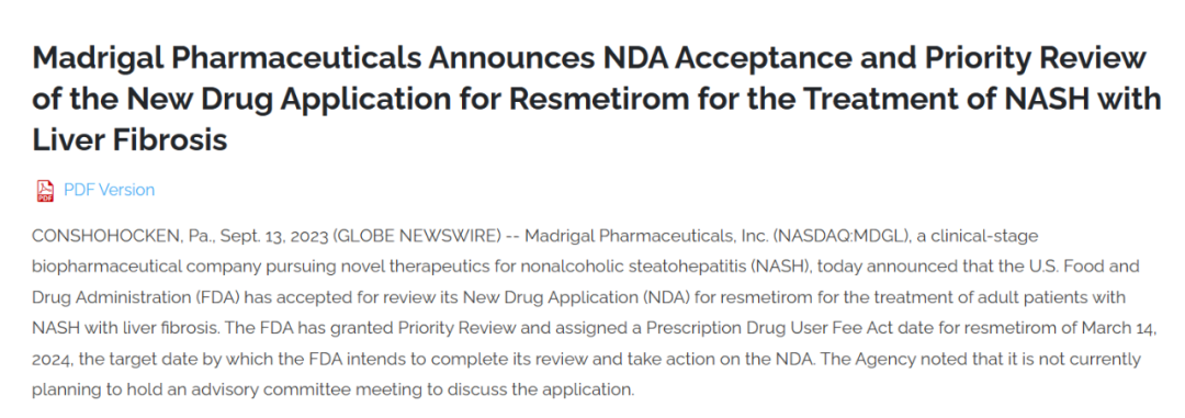 潜在首款NASH新药上市申请获FDA优先审评资格医药新闻-ByDrug-一站式医药资源共享中心-医药魔方