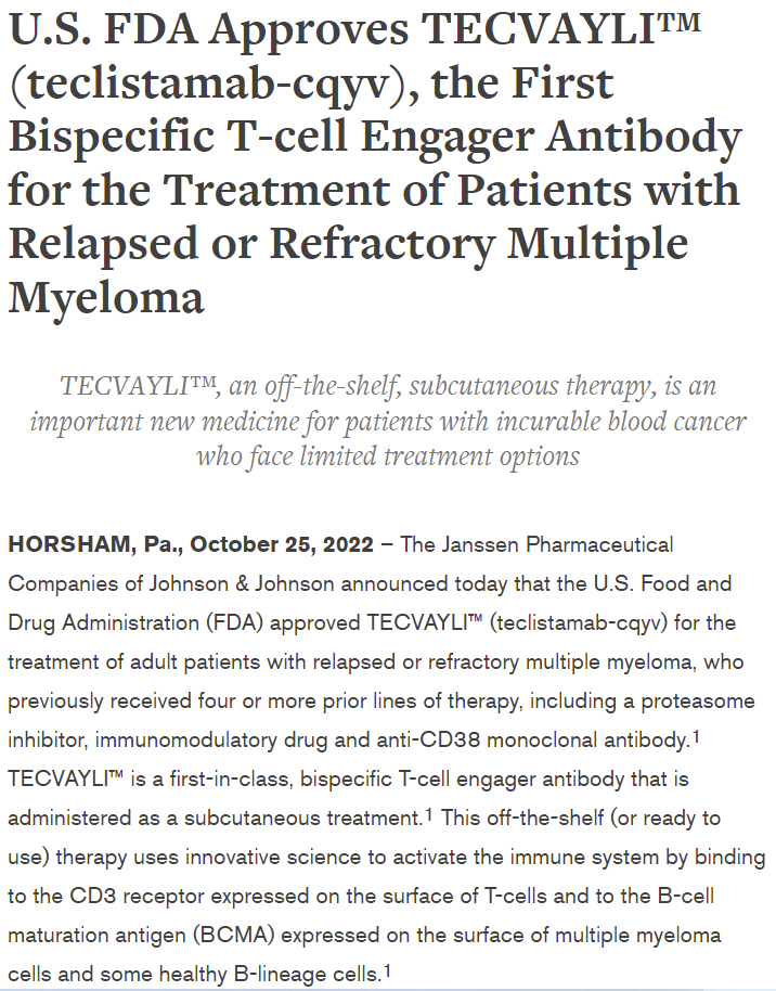 强生BCMA/CD3双抗获FDA批准上市医药新闻-ByDrug-一站式医药资源共享中心-医药魔方