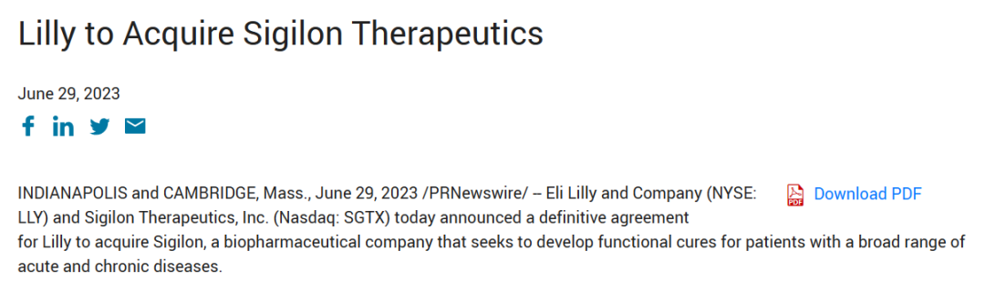 超3亿美元！礼来收购糖尿病细胞疗法公司Sigilon医药新闻-ByDrug-一站式医药资源共享中心-医药魔方