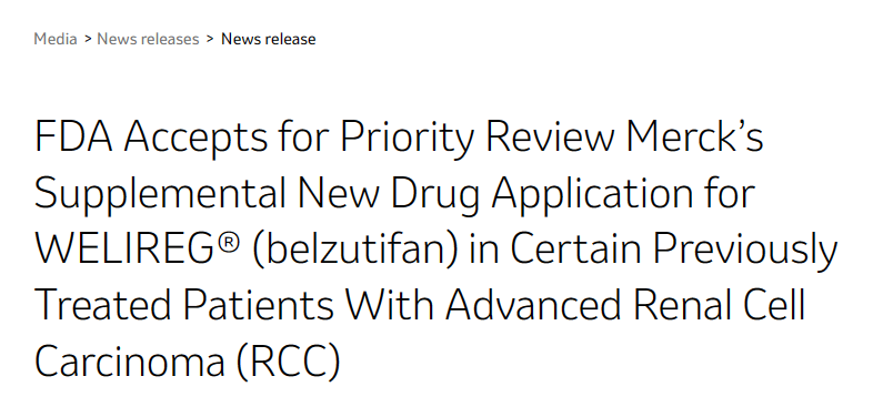 默沙东HIF-2α抑制剂第2项适应症在美申报上市医药新闻-ByDrug-一站式医药资源共享中心-医药魔方