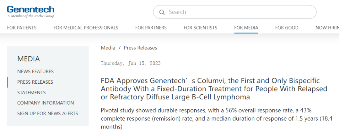 罗氏CD3/CD20双抗glofitamab获FDA批准上市医药新闻-ByDrug-一站式医药资源共享中心-医药魔方