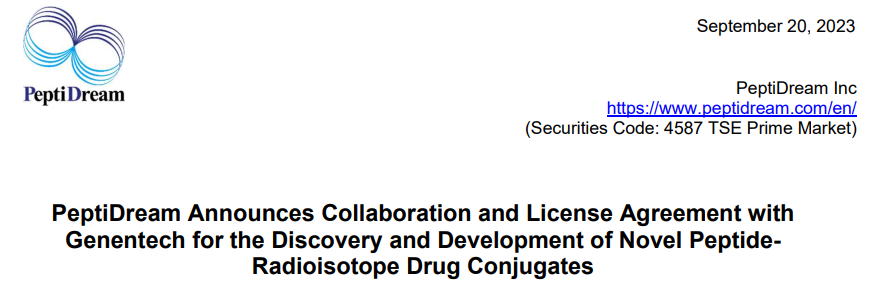超10亿美元！罗氏与PeptiDream再度牵手，合作开发肽-放射性偶联药物医药新闻-ByDrug-一站式医药资源共享中心-医药魔方
