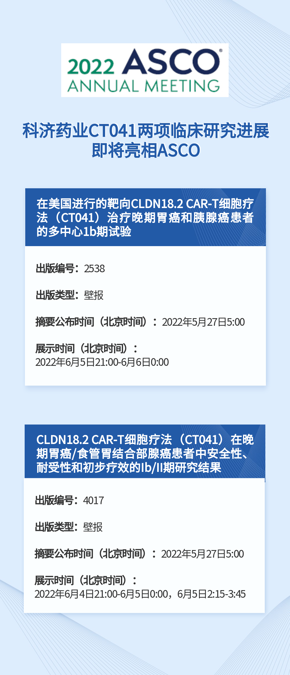 ASCO速递 | 科济药业CT041两项临床研究进展即将亮相ASCO医药新闻-ByDrug-一站式医药资源共享中心-医药魔方