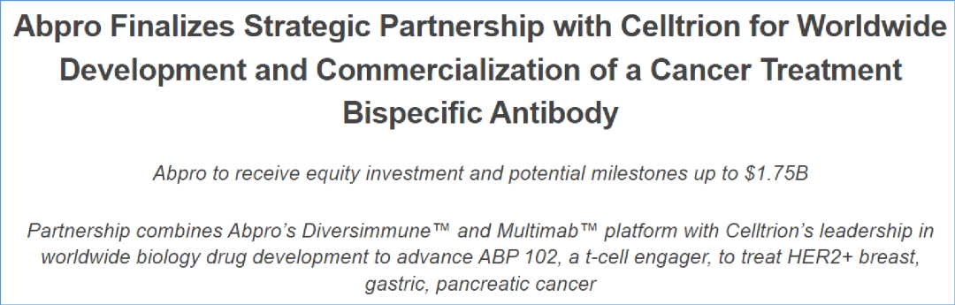 17.5亿美元！Abpro与Celltrion达成合作医药新闻-ByDrug-一站式医药资源共享中心-医药魔方
