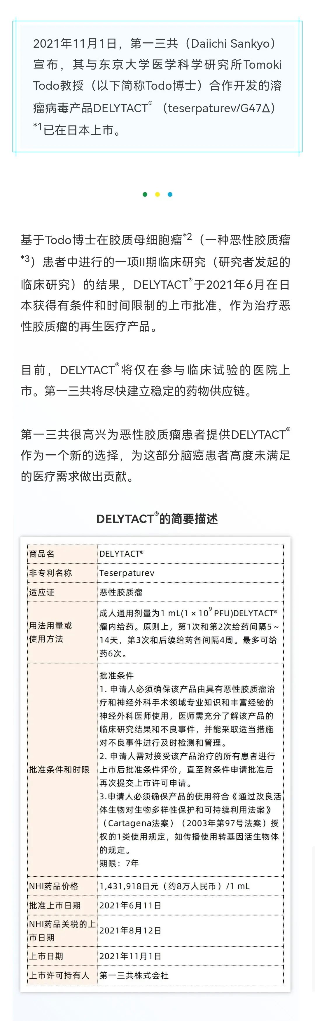 第一三共溶瘤病毒产品DELYTACT®在日本上市医药新闻-ByDrug-一站式医药资源共享中心-医药魔方