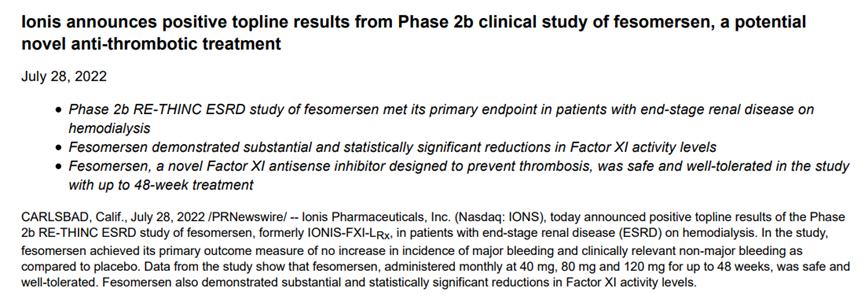 安全抗血栓！反义寡核苷酸疗法IIb期临床研究成功医药新闻-ByDrug-一站式医药资源共享中心-医药魔方
