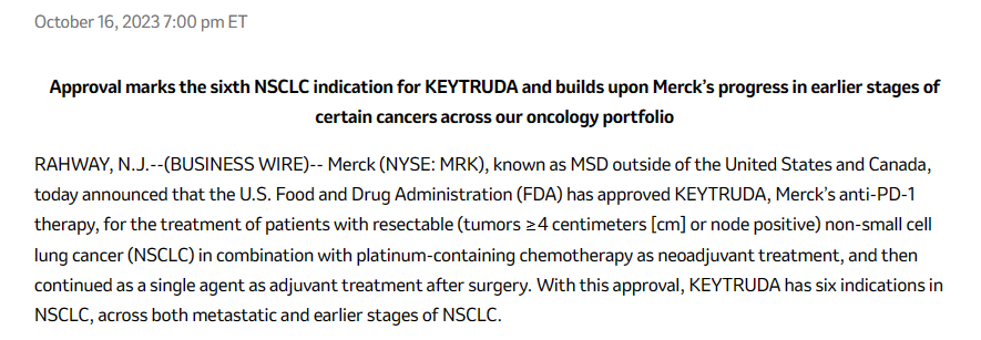 K药在美获批围手术期治疗可切除NSCLC医药新闻-ByDrug-一站式医药资源共享中心-医药魔方