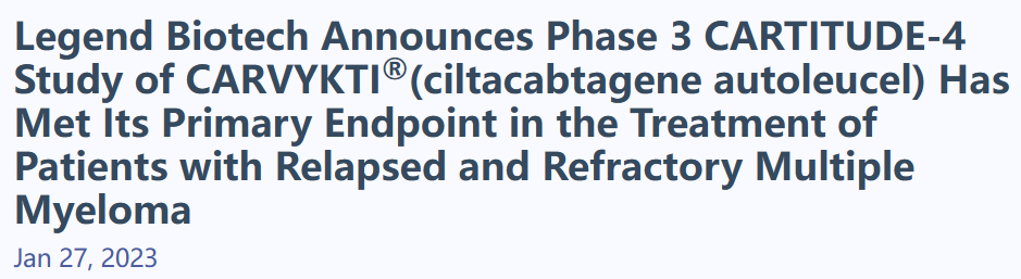 传奇生物CAR-T二线治疗多发性骨髓瘤III期研究到达PFS主要终点医药新闻-ByDrug-一站式医药资源共享中心-医药魔方