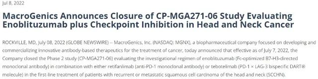 7例患者死亡！MacroGenics公司B7-H3单抗一项II期临床试验终止医药新闻-ByDrug-一站式医药资源共享中心-医药魔方