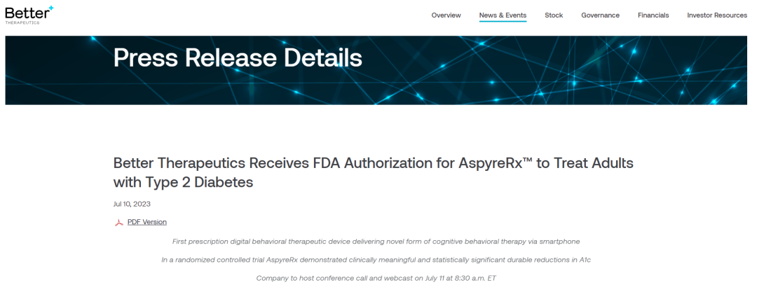 全球首个2型糖尿病数字疗法获FDA批准上市医药新闻-ByDrug-一站式医药资源共享中心-医药魔方
