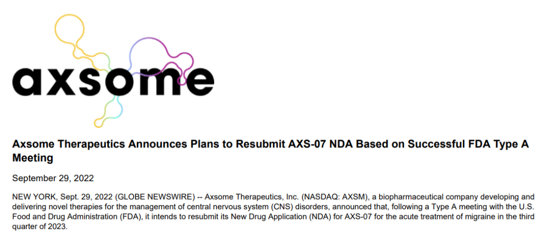 Axsome多机制偏头痛新药预计明年Q3申报上市医药新闻-ByDrug-一站式医药资源共享中心-医药魔方