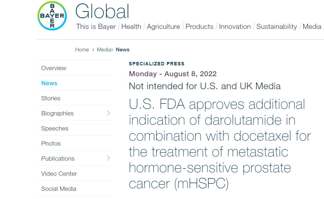 死亡风险显著降低32.5%！FDA批准「 达罗他胺」治疗转移性激素敏感性前列腺癌医药新闻-ByDrug-一站式医药资源共享中心-医药魔方