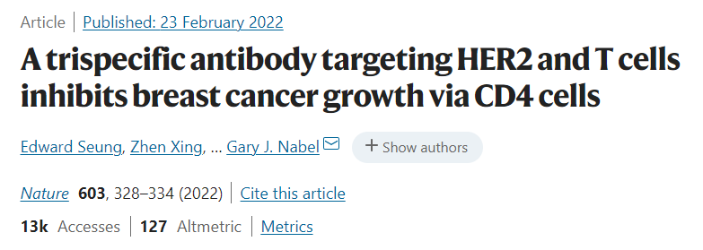 Nature里程碑：乳腺癌治疗“新兵”——HER2/CD3×CD28三特异性抗体医药新闻-ByDrug-一站式医药资源共享中心-医药魔方