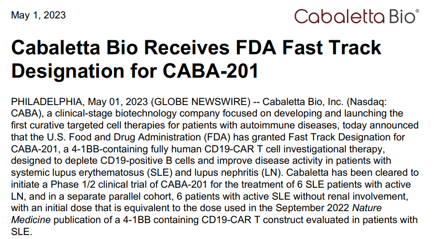 进军自免领域，CD19 CAR-T获FDA快速通道资格医药新闻-ByDrug-一站式医药资源共享中心-医药魔方