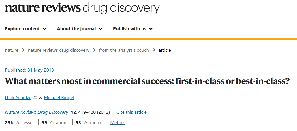 First-in-class与best-in-class药物，谁更胜一筹？医药新闻-ByDrug-一站式医药资源共享中心-医药魔方