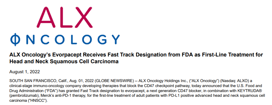 一线治疗头鳞状细胞癌！ CD47抑制剂/K药组合疗法获FDA快速通道资格医药新闻-ByDrug-一站式医药资源共享中心-医药魔方